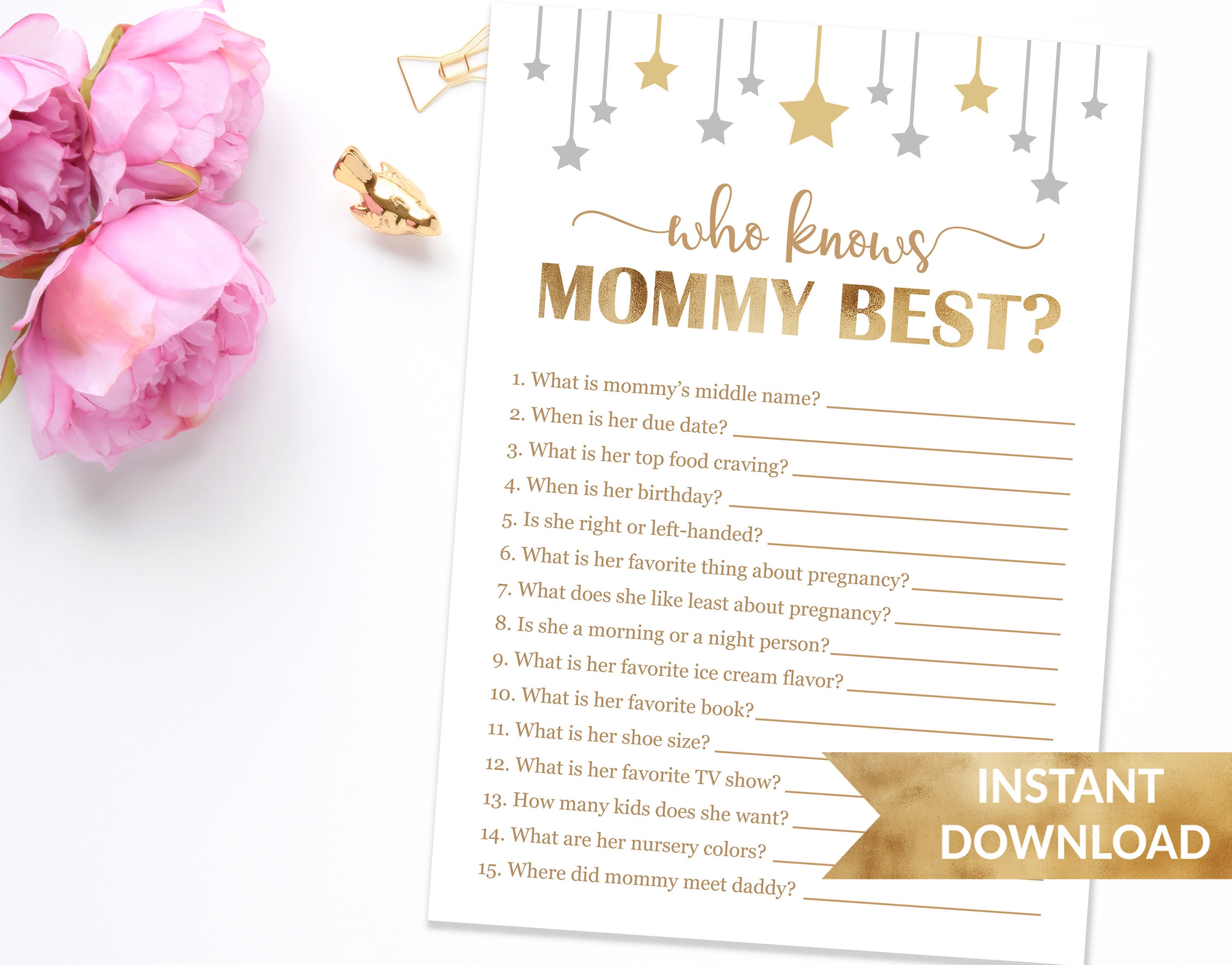 Who Knows Mommy Best Baby Shower Game Twinkle Twinkle Little - Etsy