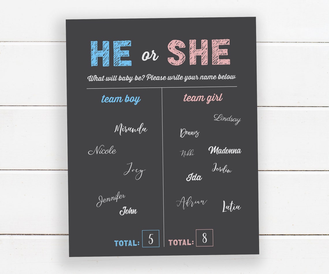 He or She Gender Reveal Chalkboard He or She Guessing Banner - Etsy