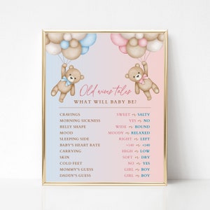 Teddy Bear Balloon Table Numbers, Gender Reveal Party Table No Editable ...