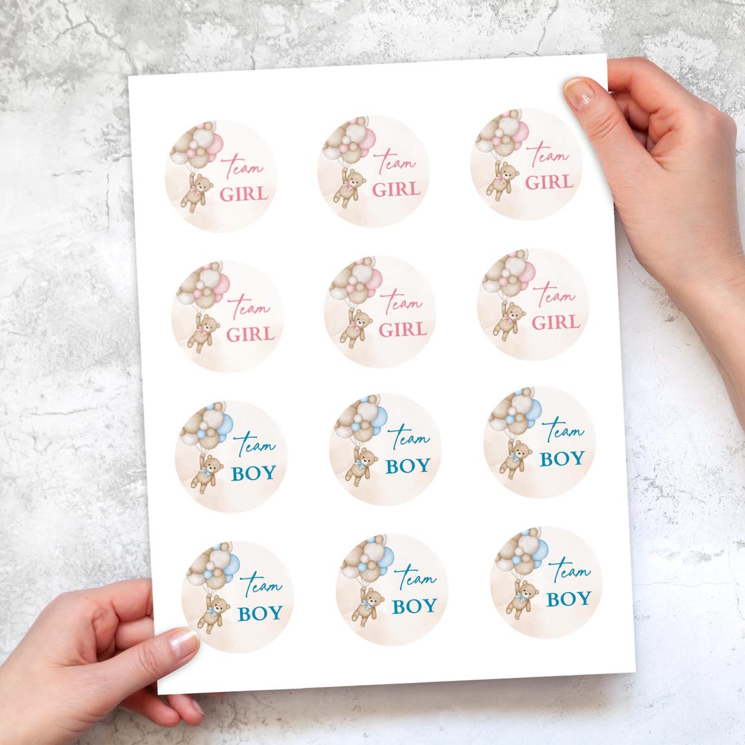 Team Girl Team Boy Printable Tags AVERY® Compatible, Team Girl Team Boy ...