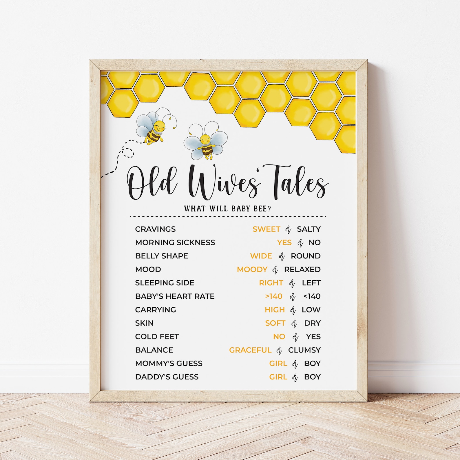 Old Wives Tales Bee Theme, Gender Reveal Bee, Printable Old Wives Tale ...