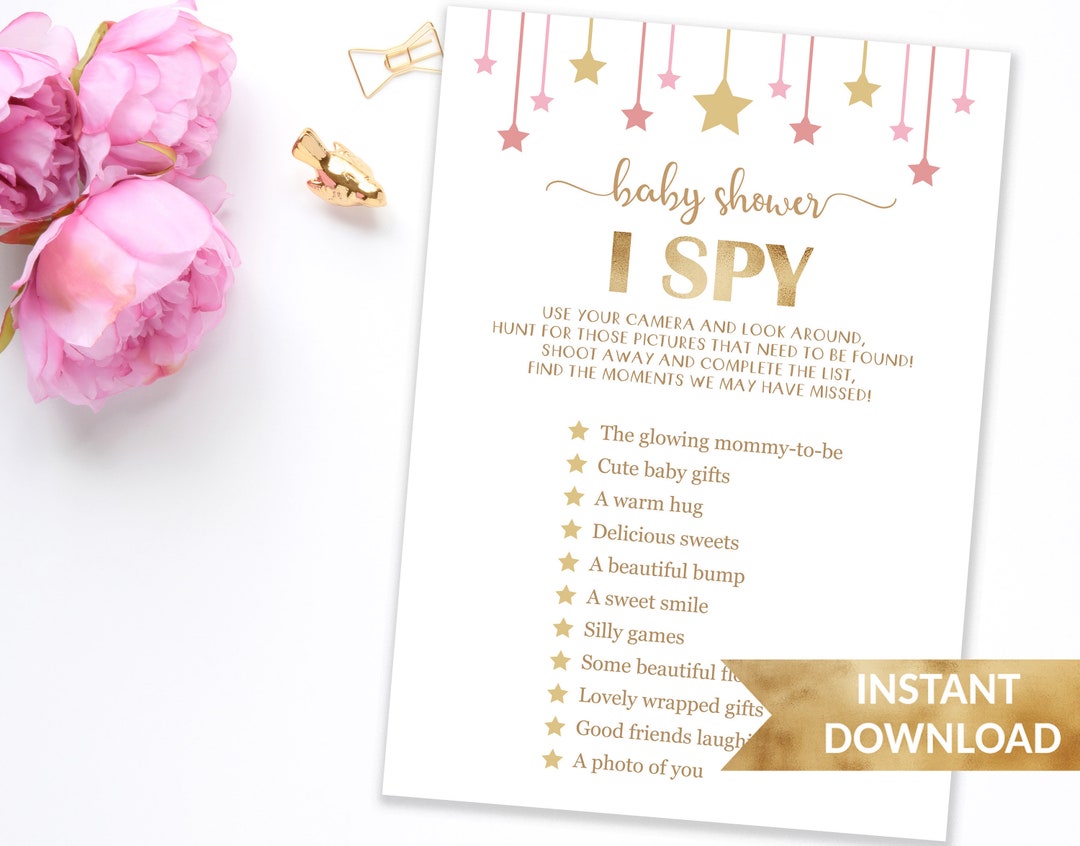 I Spy Baby Shower Game, Twinkle Twinkle Little Star I Spy Game, Pink ...