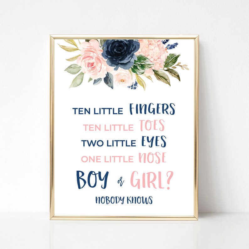 It's a Boy Sign Printable Navy and Blush Gender Reveal - Etsy
