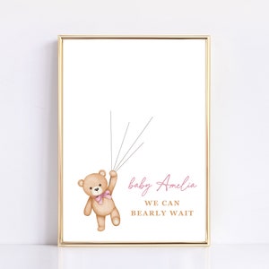 EDITABLE Fingerprint Baby Shower Guestbook Teedy Bear, Fingerprint ...