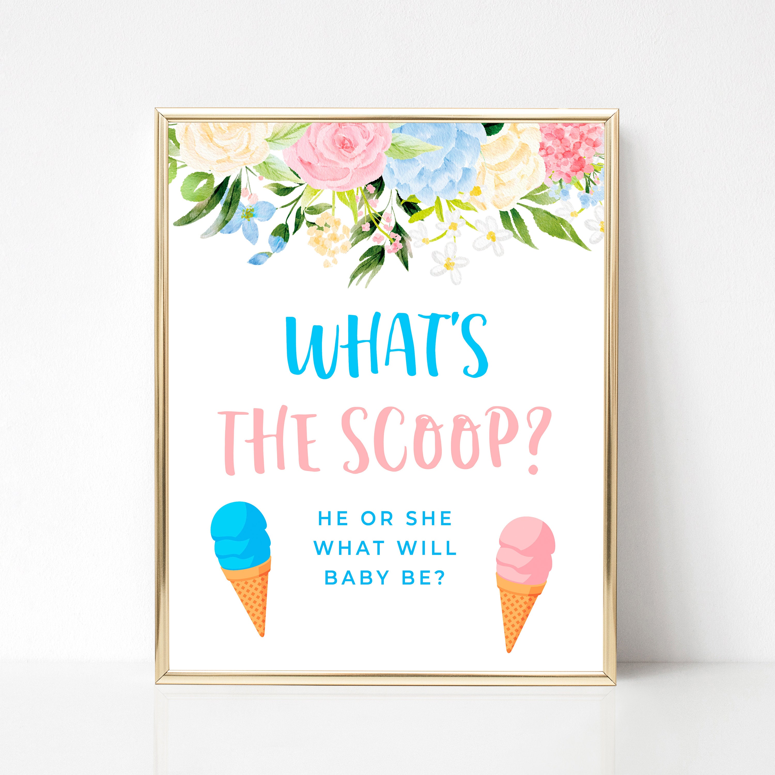 What's the Scoop Gender Reveal Party Welcome Sign Ice - Etsy