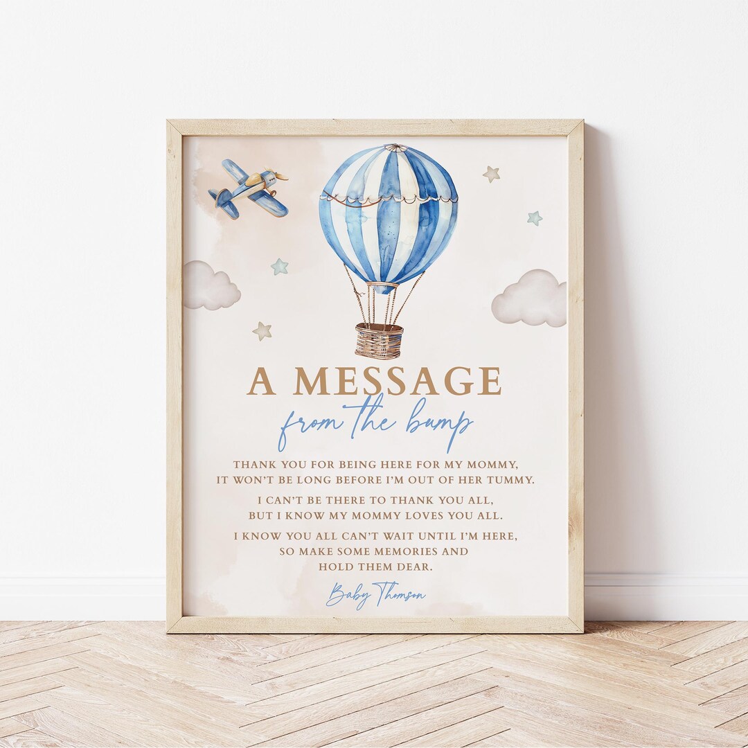 A Message From the Bump Hot Air Balloon Baby Shower, Airplane Travel ...