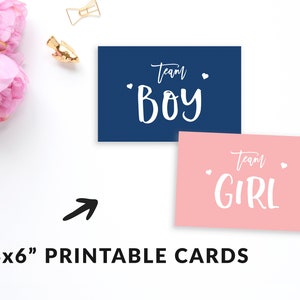 Team Boy Team Girl Printable Stickers, Navy and Blush Gender Reveal ...
