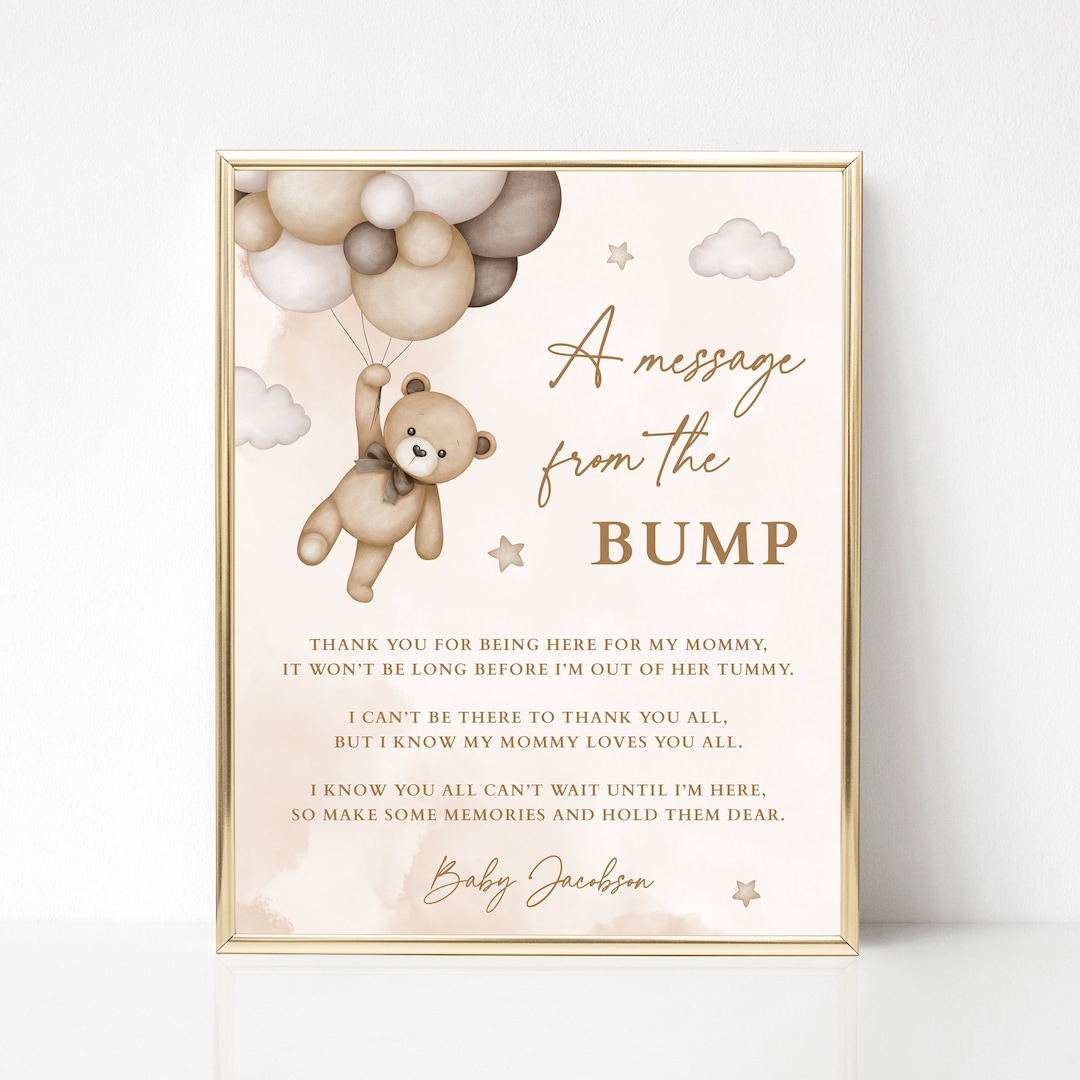 A Message From the Bump EDITABLE Personalized Template, Brown Teddy ...