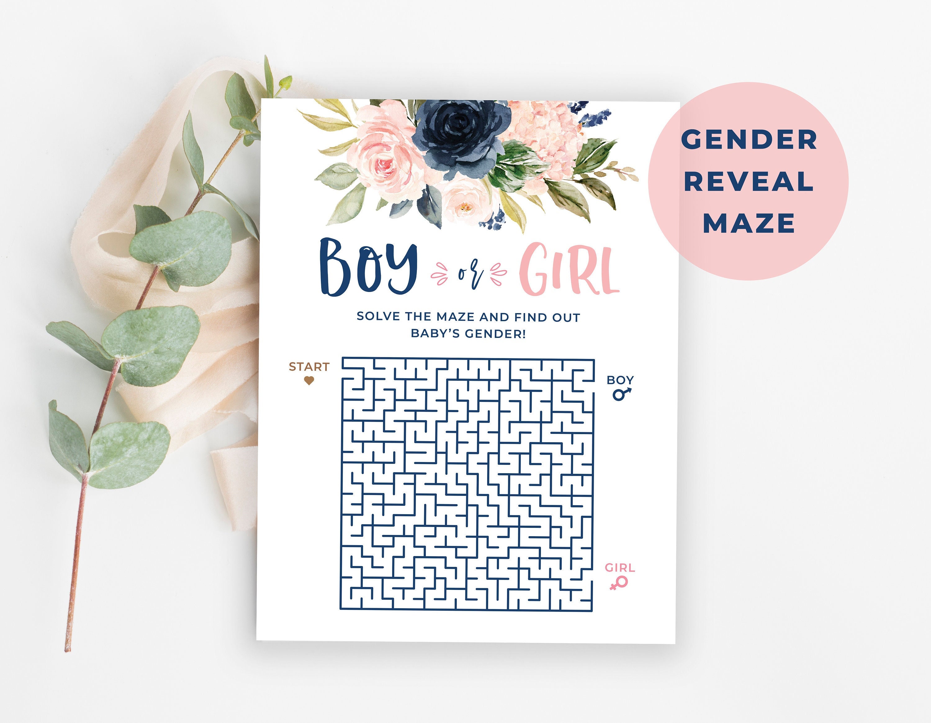 Boy or Girl Gender Reveal Maze Game He or She Labyrinth Game - Etsy