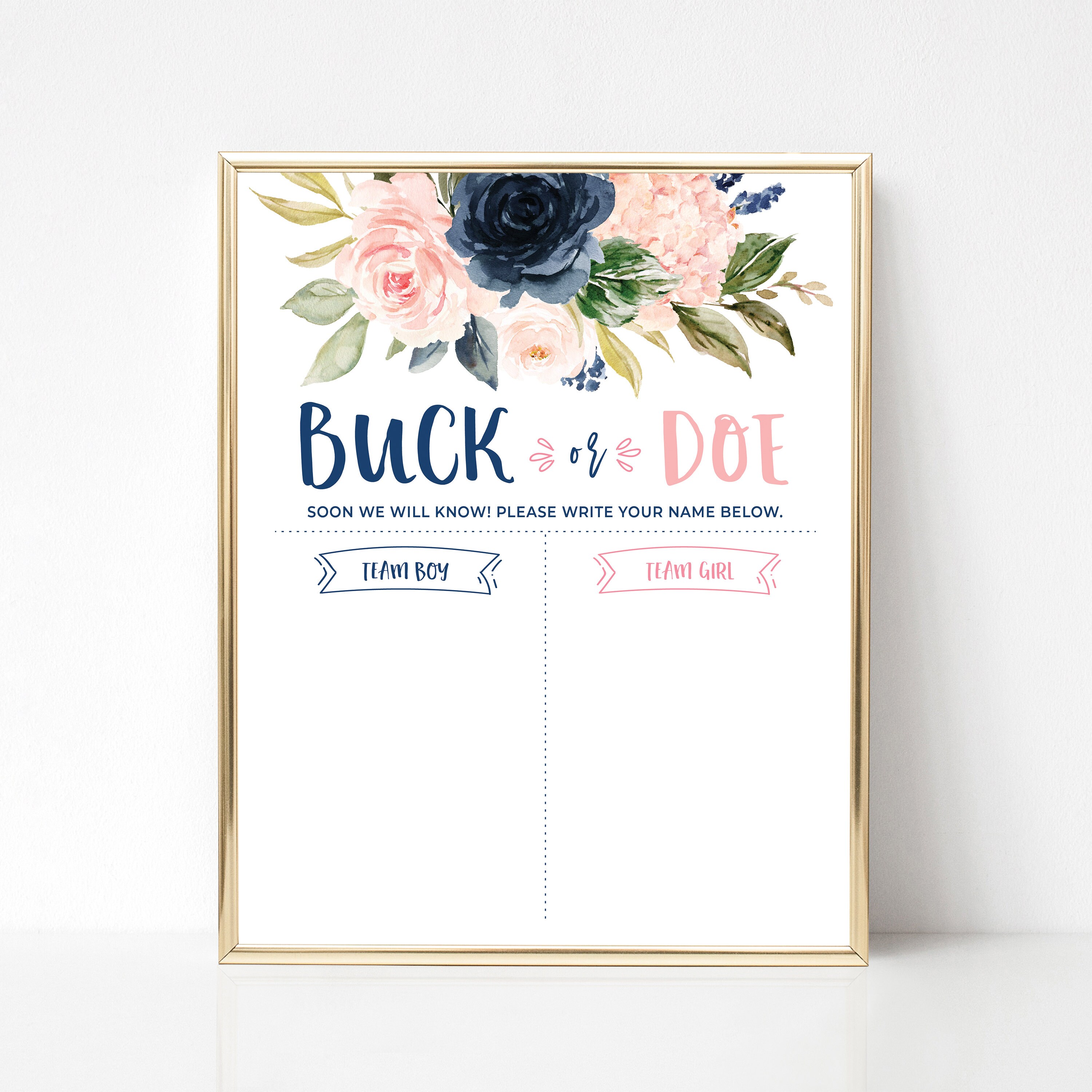 Team Boy Team Girl Printable Stickers Navy and Blush Gender - Etsy