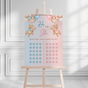 He or She Voting Banner, Pink and Blue Teddy Bears Gender Reveal Party ...