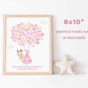 EDITABLE Baby Rabbit Fingerprint Guestbook, Little Bunny Baby Shower ...
