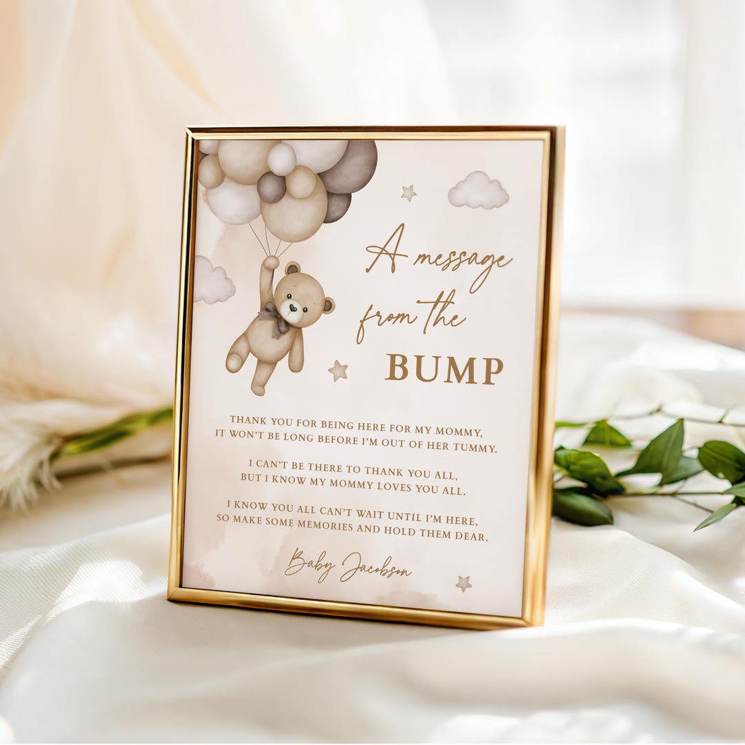 A Message From the Bump EDITABLE Personalized Template, Brown Teddy ...