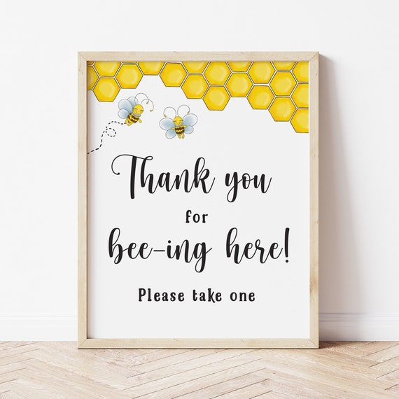 Thank You for Beeing Here Sign Bee Gender Reveal Party - Etsy