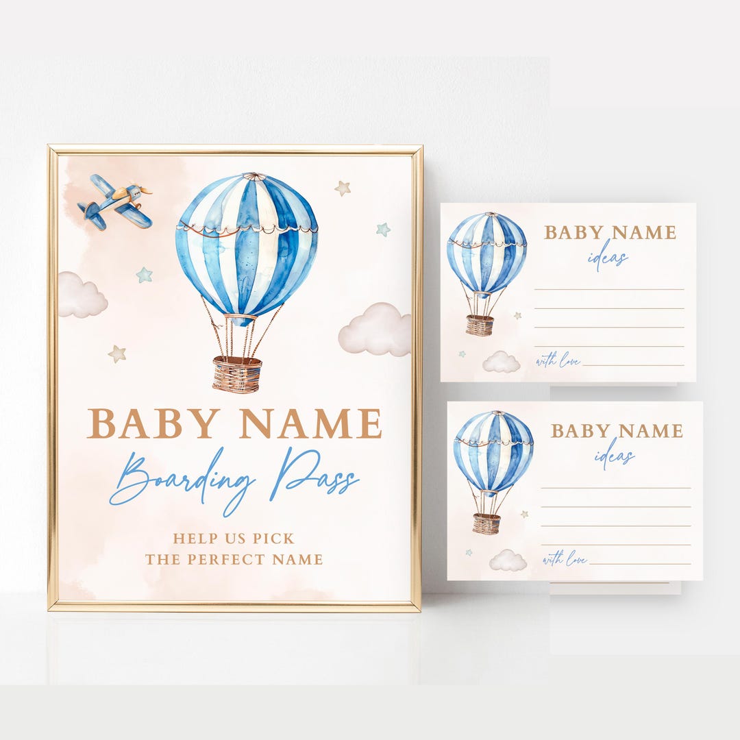 Baby Name Boarding Pass Sign and Cards, Travel Baby Shower, Baby Name ...