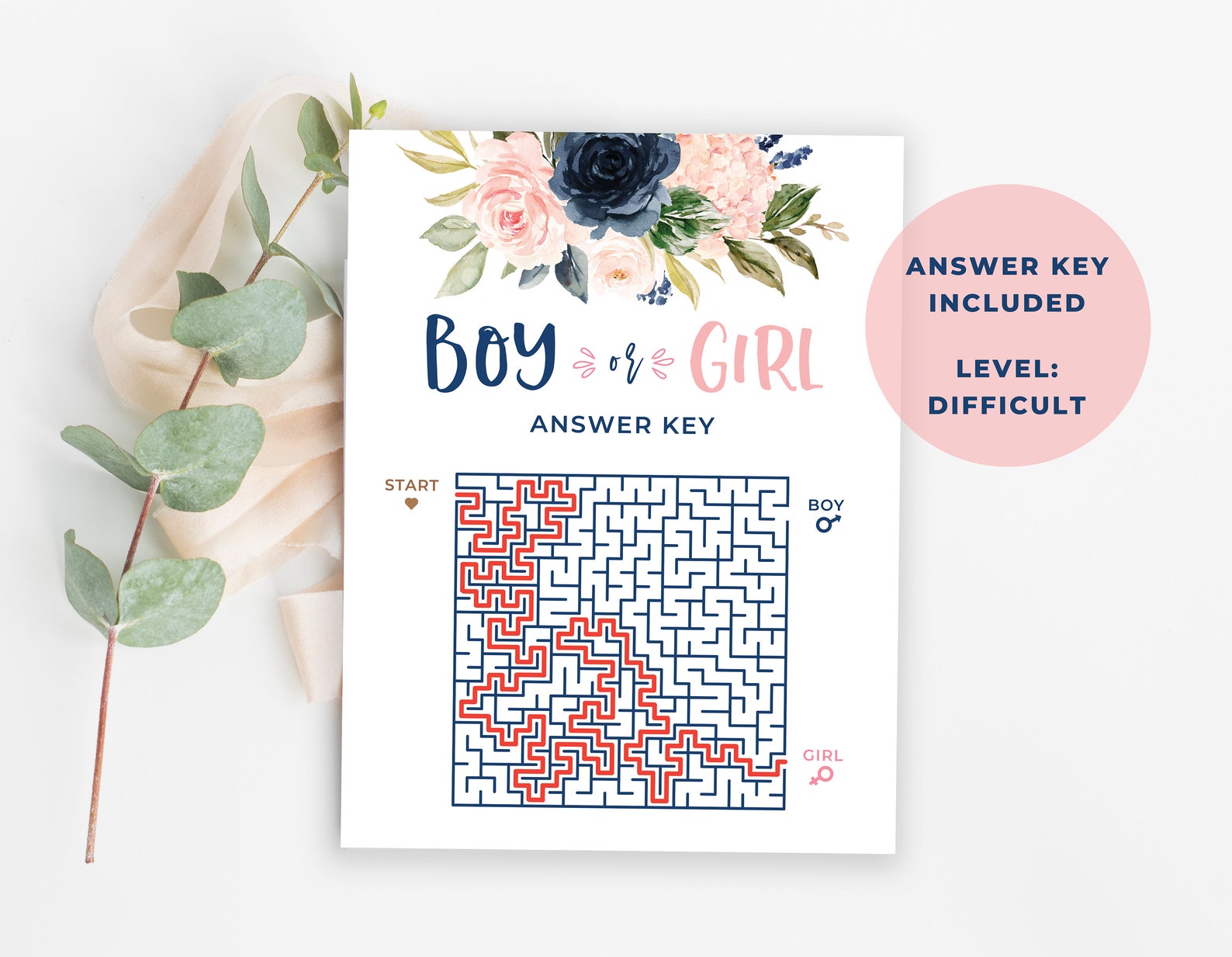 Boy or Girl Gender Reveal Maze Game He or She Labyrinth Game - Etsy