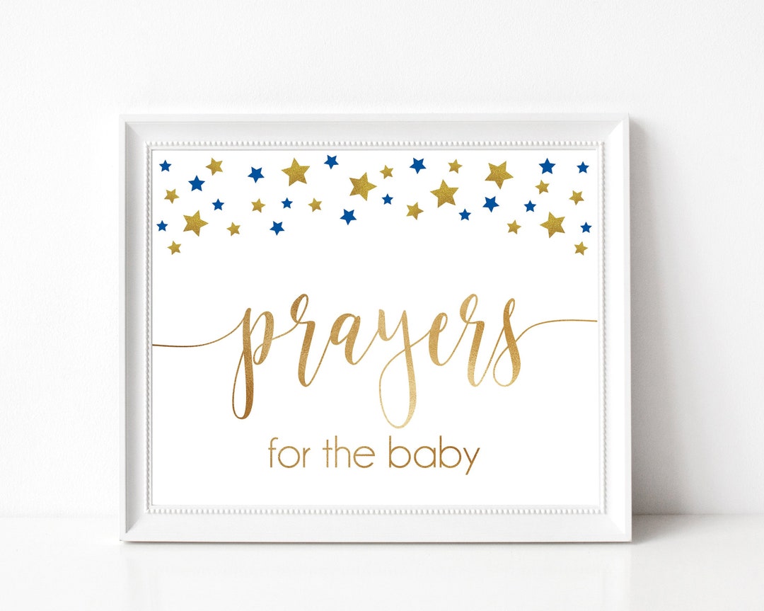 Baby Shower Prayers for the Baby Blue and Gold Prayers Sign - Etsy