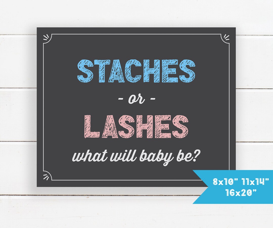 Staches or Lashes Gender Reveal Chalkboard, Staches or Lashes Welcome ...