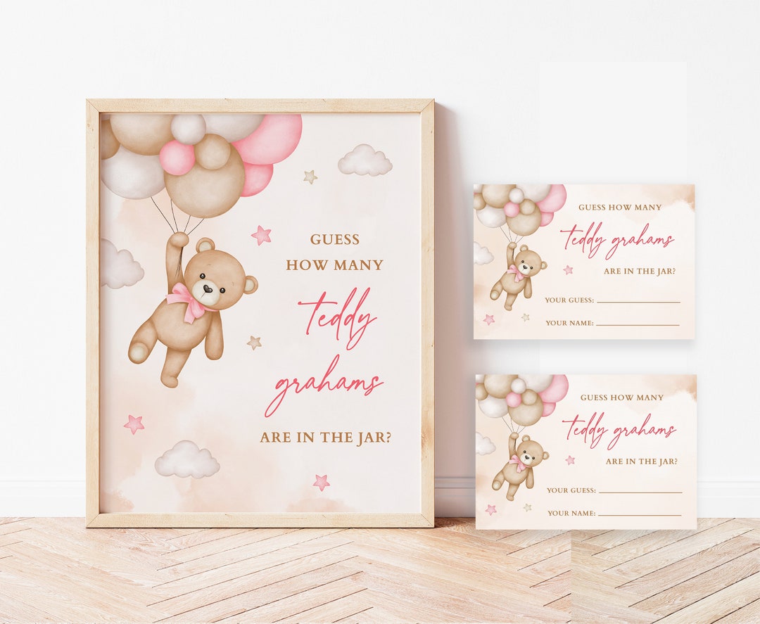 Blush Pink Teddy Bear Guess How Many Teddy Grahams Game We Can Bearly ...