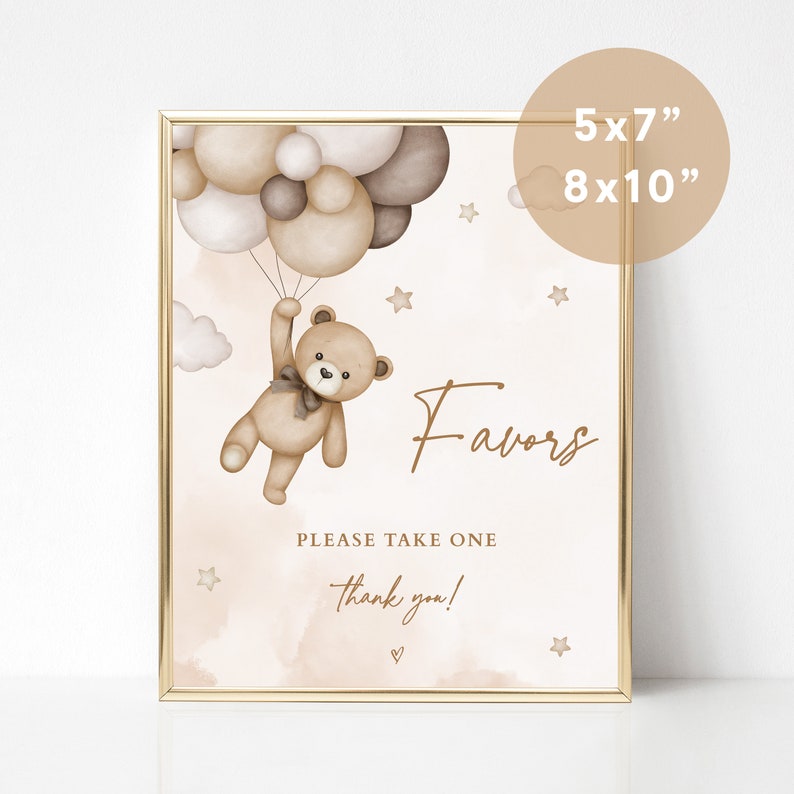 Gender Neutral Teddy Bear Baby Shower Favor Sign Gender - Etsy