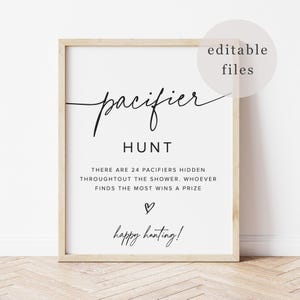 EDITABLE Pacifier Hunt Baby Shower Game, Minimalistic Baby Shower ...