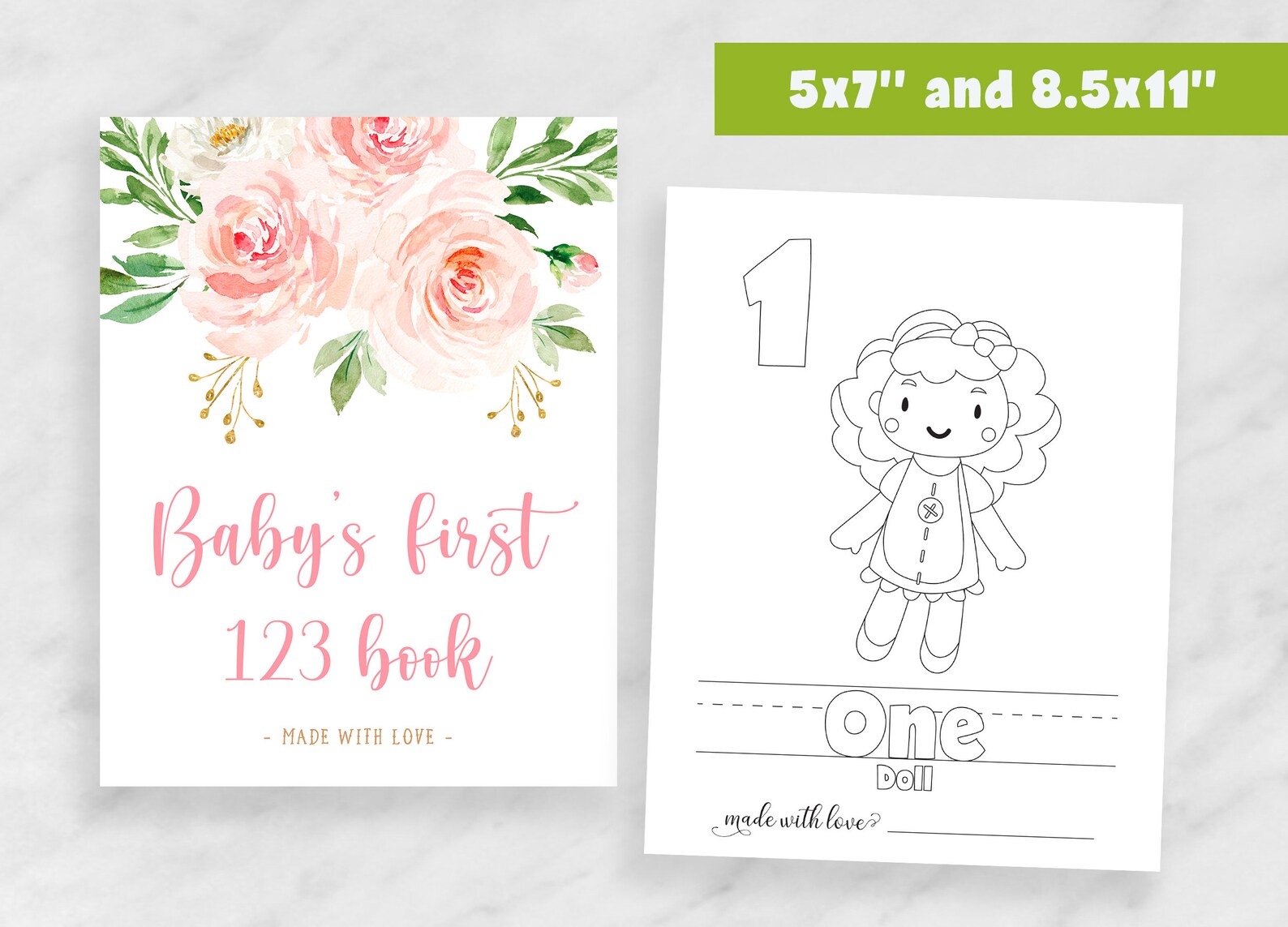Baby's First Numbers Book Blush Pink Baby Shower 123 | Etsy