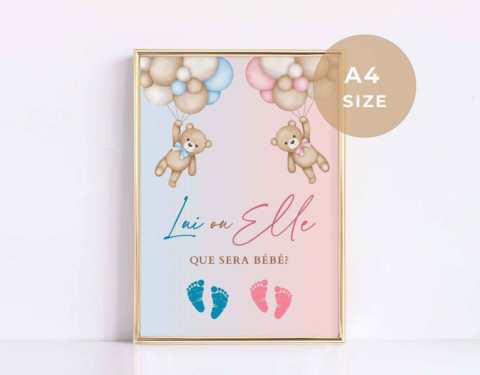 Lui Ou Elle Que Sera Bebe, Teddy Bear Gender Reveal Party Printable ...