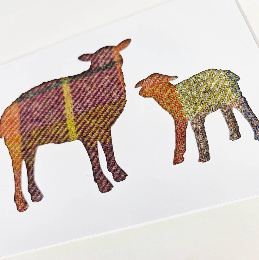 Sheep and Lamb picture frame in genuine authentic Harris Tweed | Etsy