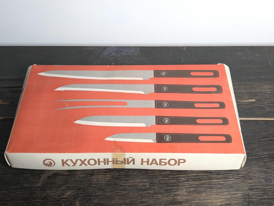 Vintage Soviet Kitchen Knife Set With Wall Mount, USSR Era - Etsy