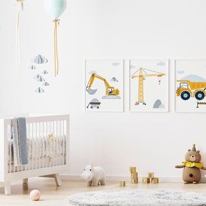 Excavator Truck Construction Site Posters for Baby Children's Room ...