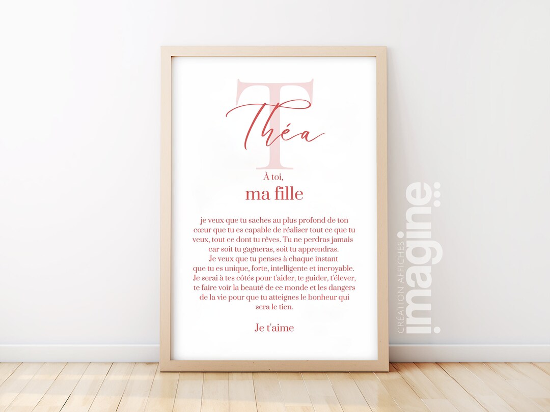 Affiche "lettre à mon enfant" "à ma fille" dire je t'aime avec ce ...