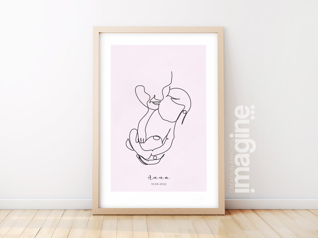 Customizable Mother Baby Poster in Line Art Style in Modern and ...