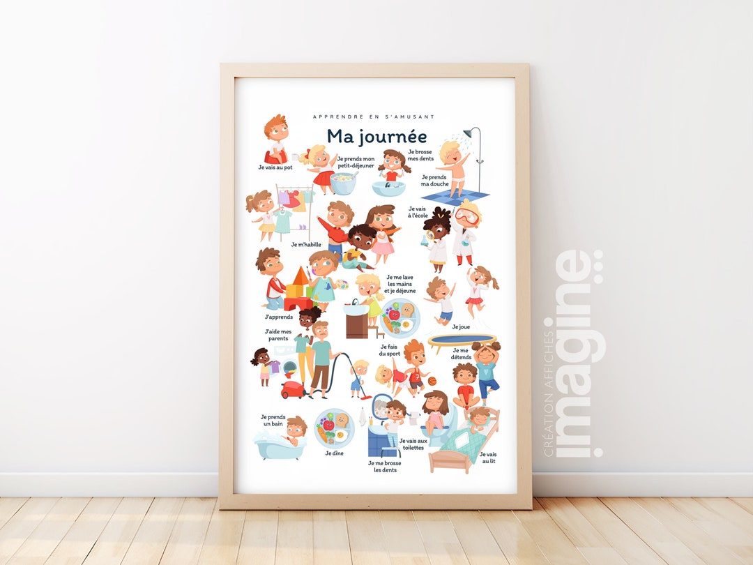 Affiche Ma Journée Se Doucher, Aller à L'école Chambre Enfant école ...