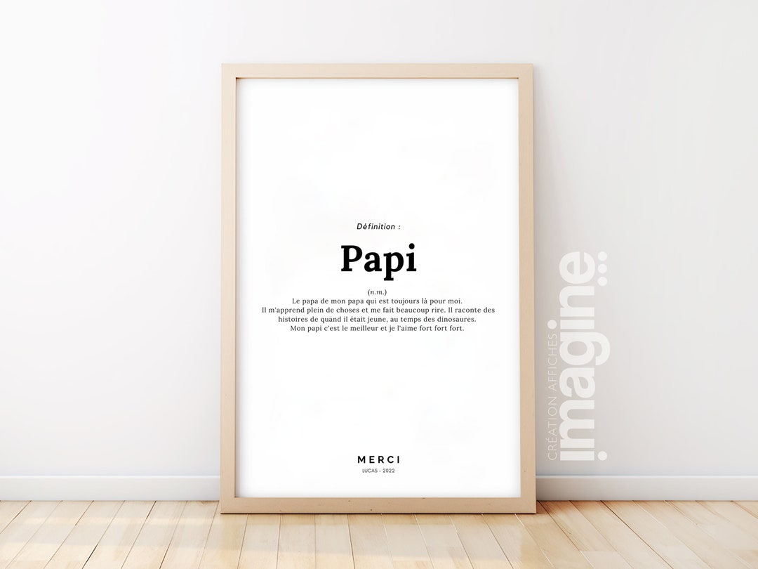 Papi Definition Poster for Birthday Gift or Merry Christmas Grandpa ...