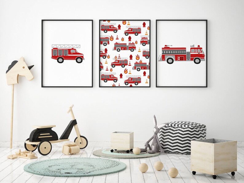 Set of 3 Firefighter Theme Posters for Kids | Spark Heroism and ...