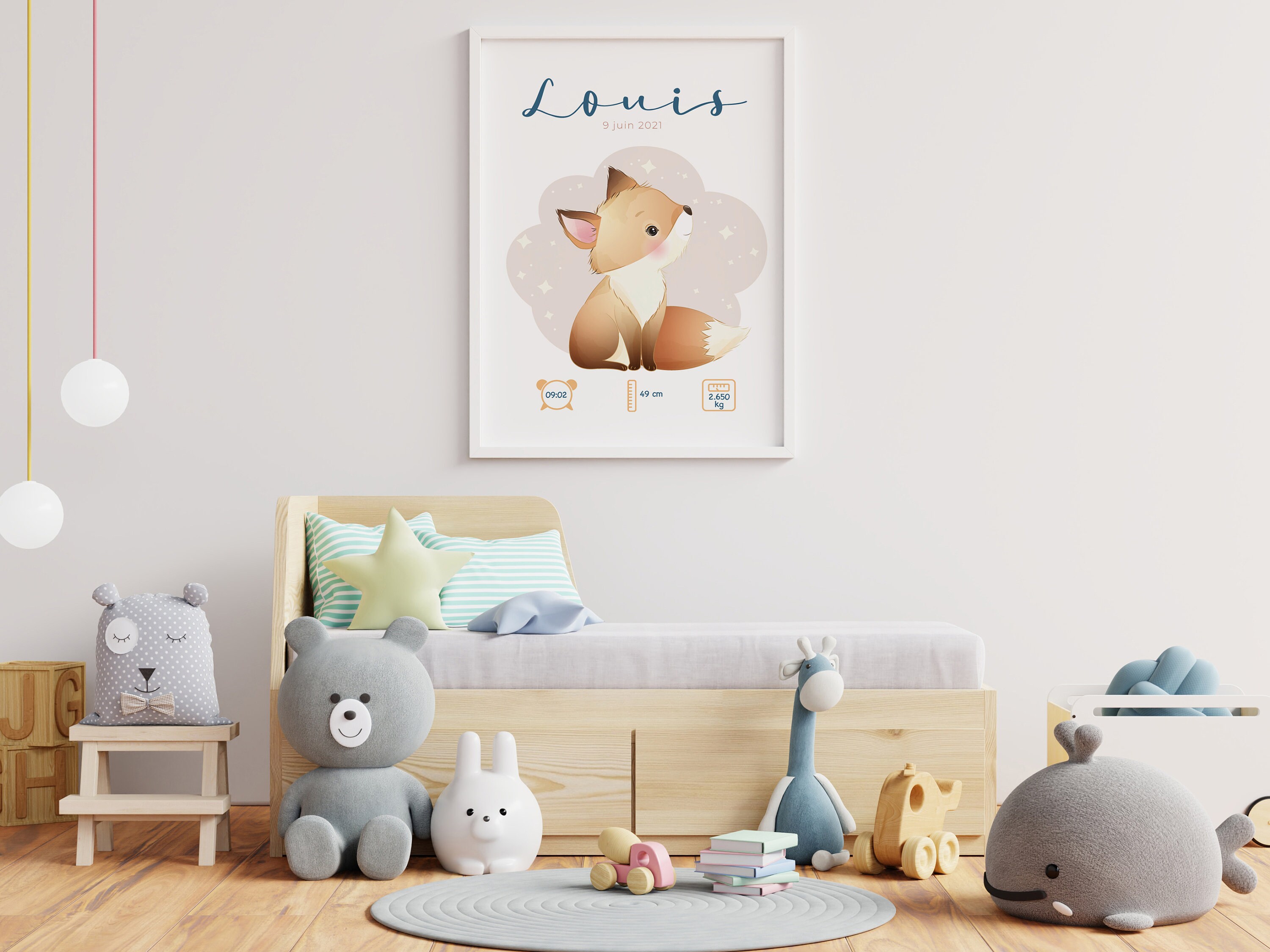 Personalized Birth Poster "fox" - Baby Souvenir Poster - First Name ...