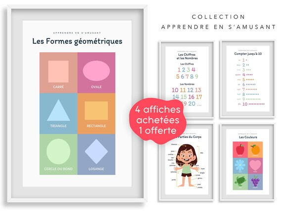 Affiche Les Formes Rond Carré Losange Triangle Chambre - Etsy