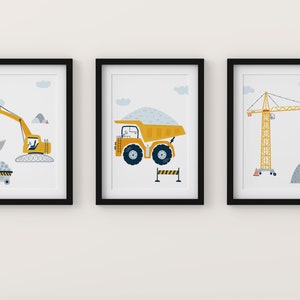Excavator Truck Construction Site Posters for Baby Children's Room ...
