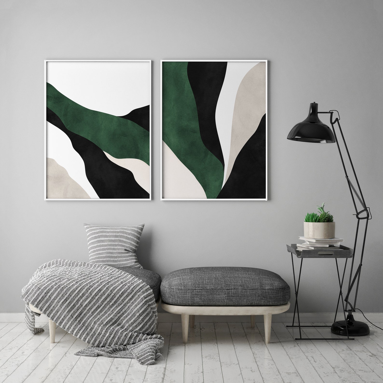 Large Wall Art Sage Forest Green Living Room Art Green Wall - Etsy