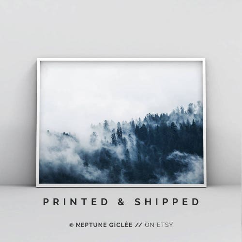 Green Woodland Print Modern Wall Art Forest Poster Into the - Etsy