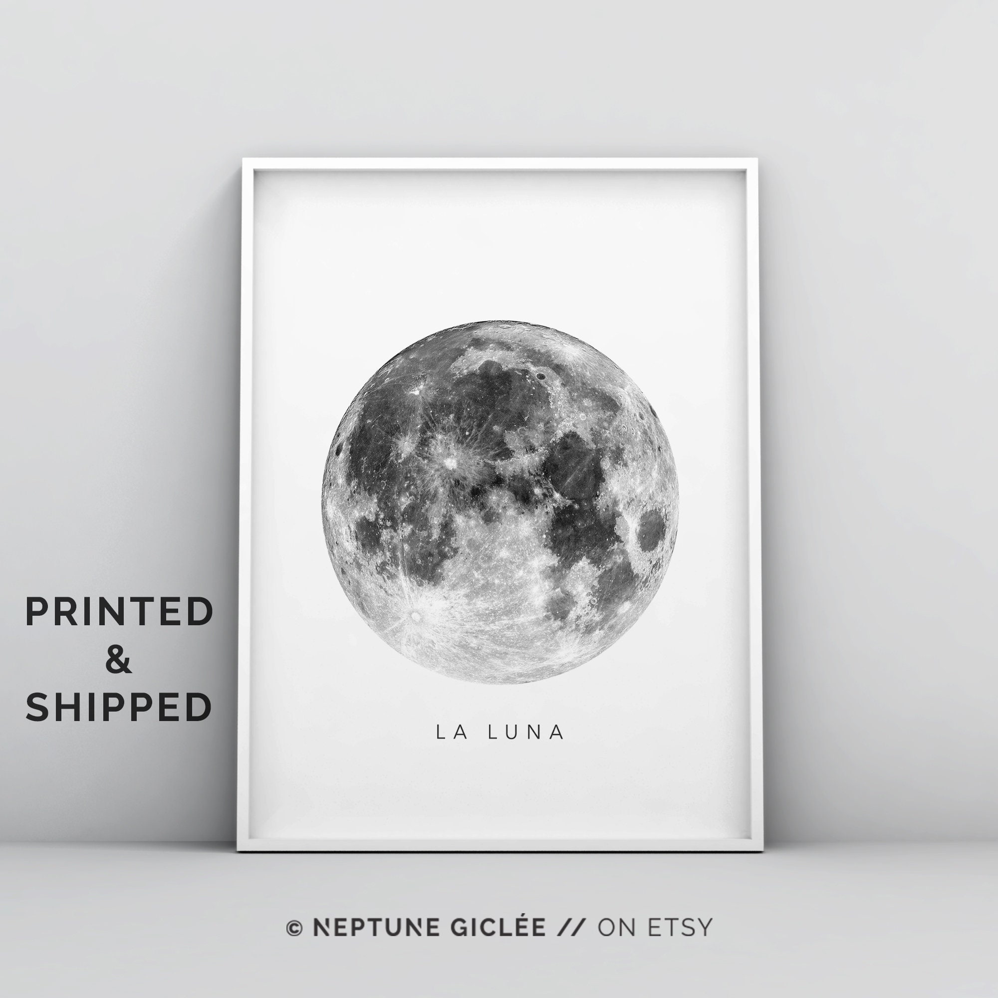 La Luna Moon Wall Art Poster, Lunar Moon Print, Full Moon Poster Art ...