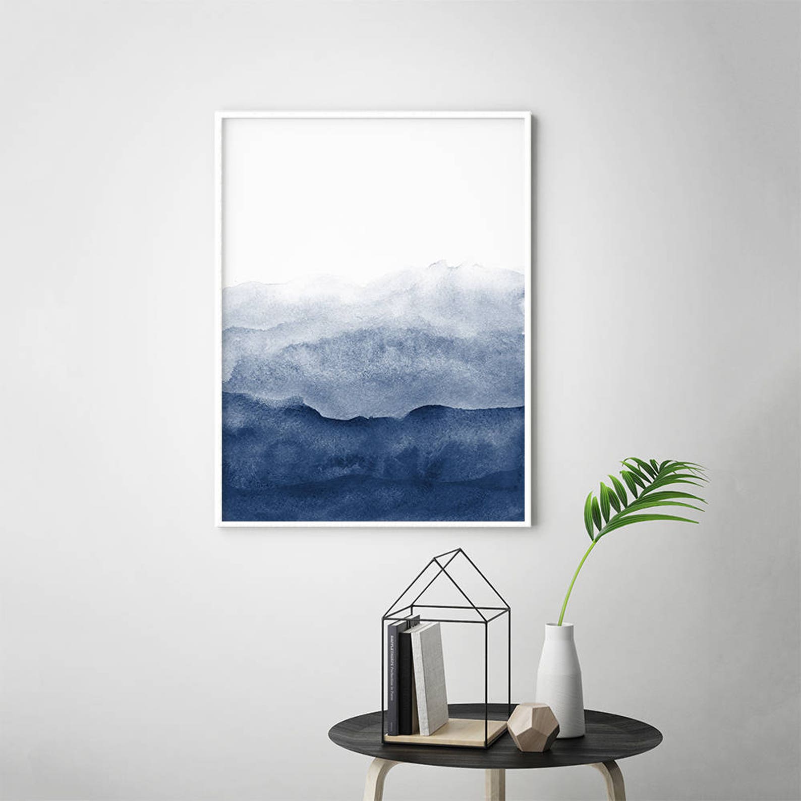 Indigo Watercolor Print, Watercolour Wall Art Print, Abstract Painting ...