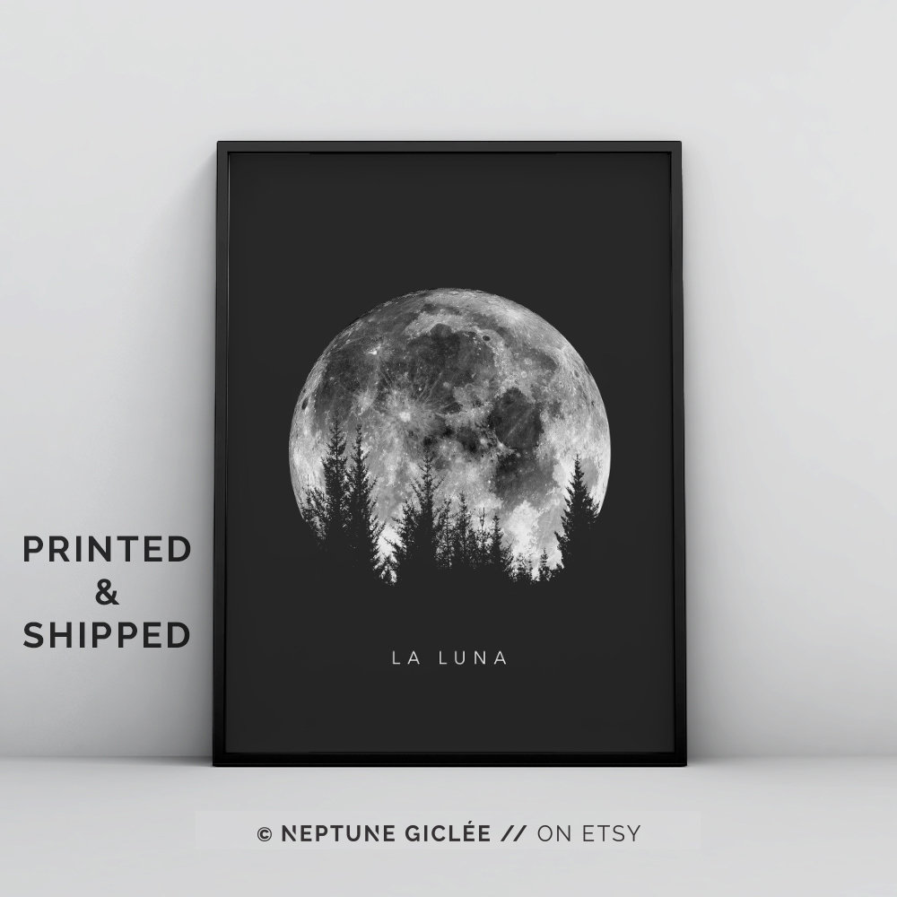 La Luna Moon Poster Lunar Moon Print Full Moon Poster Art - Etsy