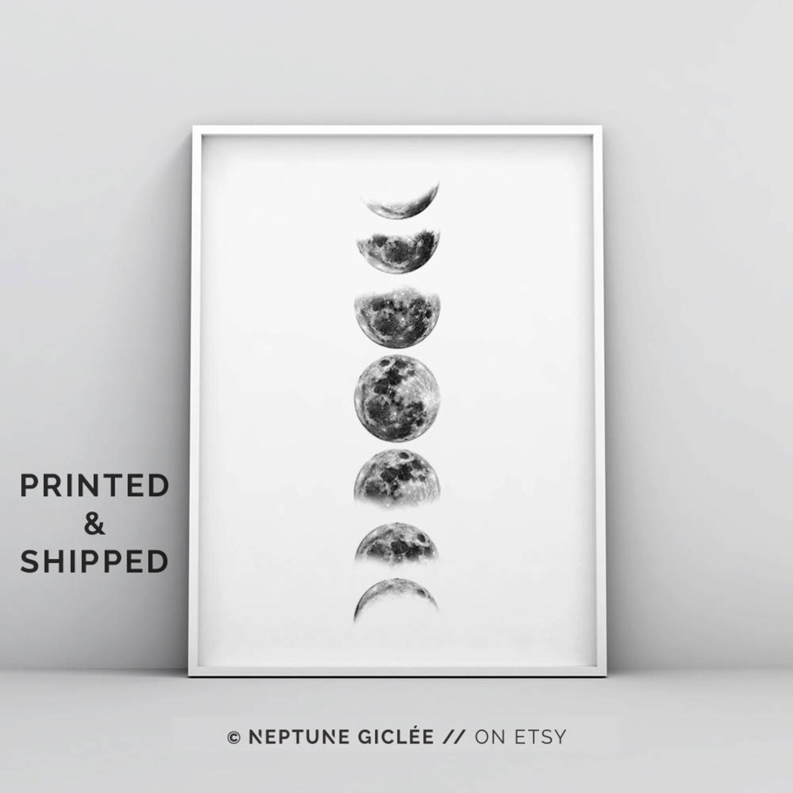 Moon Phases Print Phases of the Moon Poster Moon Phases | Etsy