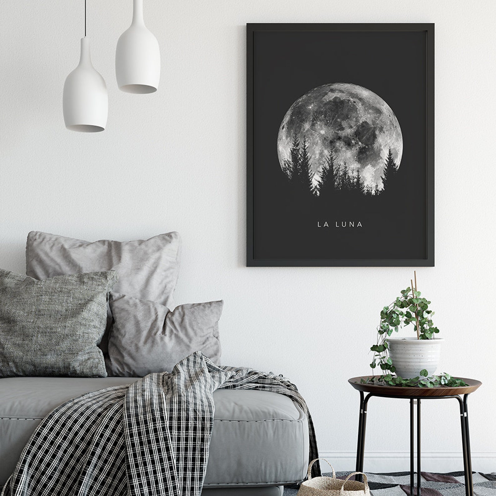 La Luna Moon Poster Lunar Moon Print Full Moon Poster Art - Etsy