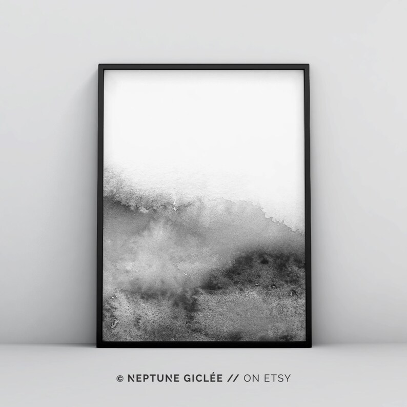 Abstract Black and White Watercolor Wall Art Poster Print | Etsy