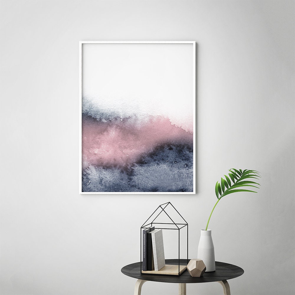 Blush Pink Art Poster Decor Pastel Pink Watercolour Abstract | Etsy