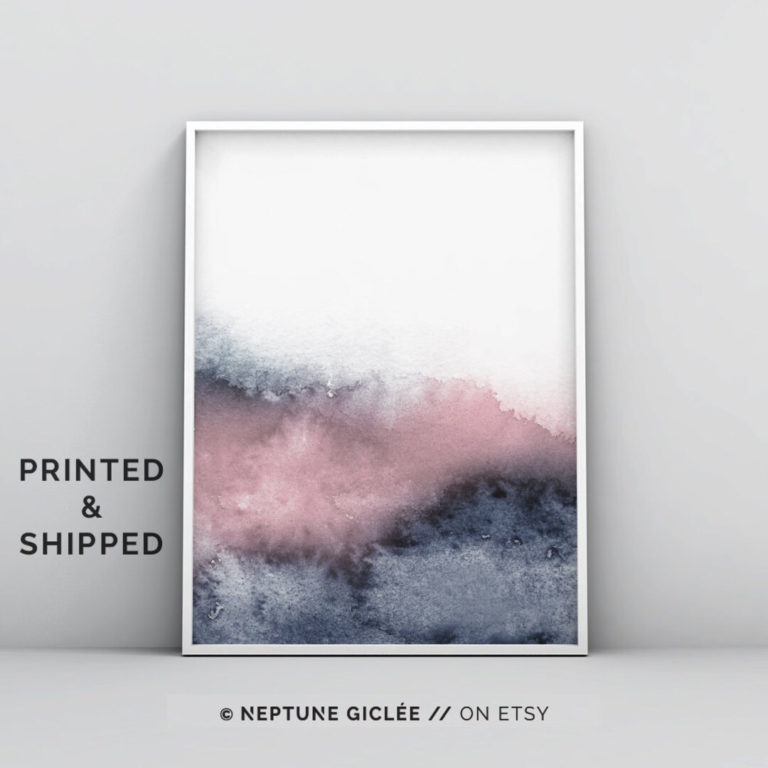 Blush Pink Art Poster Decor, Pastel Pink Watercolour Abstract Art ...