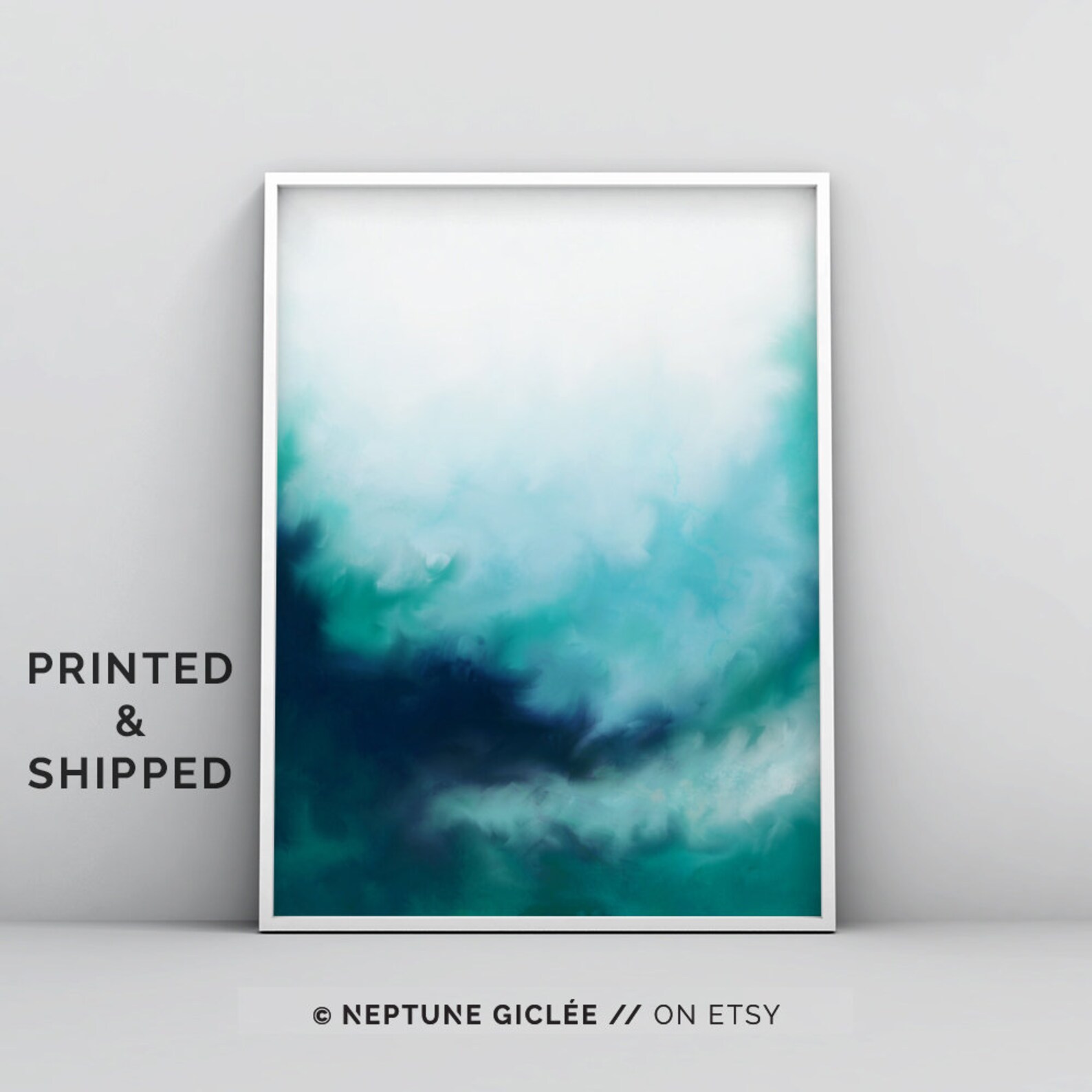 Modern Teal Wall Art Abstract Teal Print Teal Watercolour | Etsy