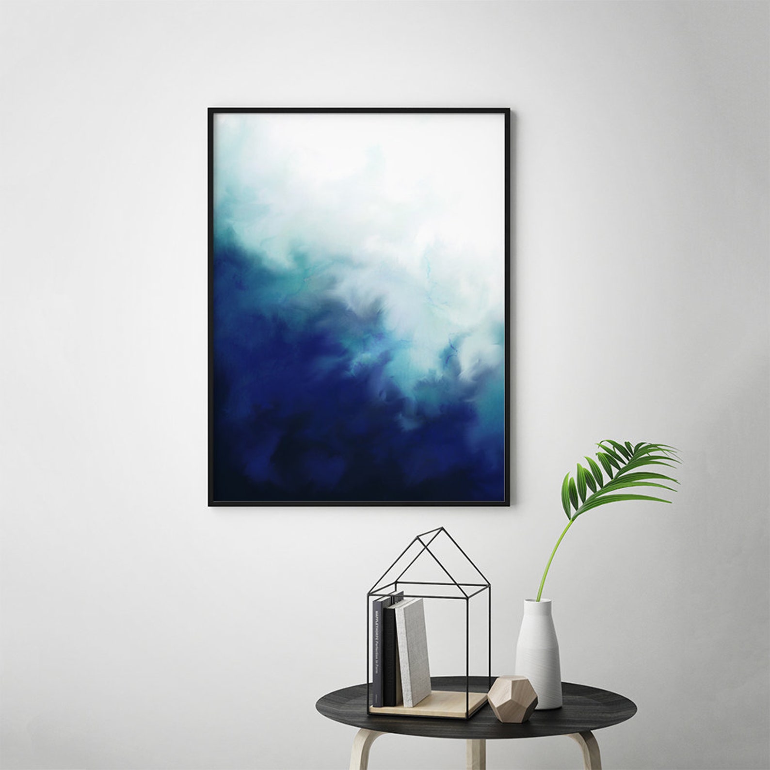 Modern Blue Poster Dark Blue Abstract Print Navy Blue - Etsy